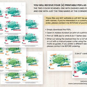 PRINTABLE Turtle Valentine's Cards for Kids Turtle Valentines Classroom ...