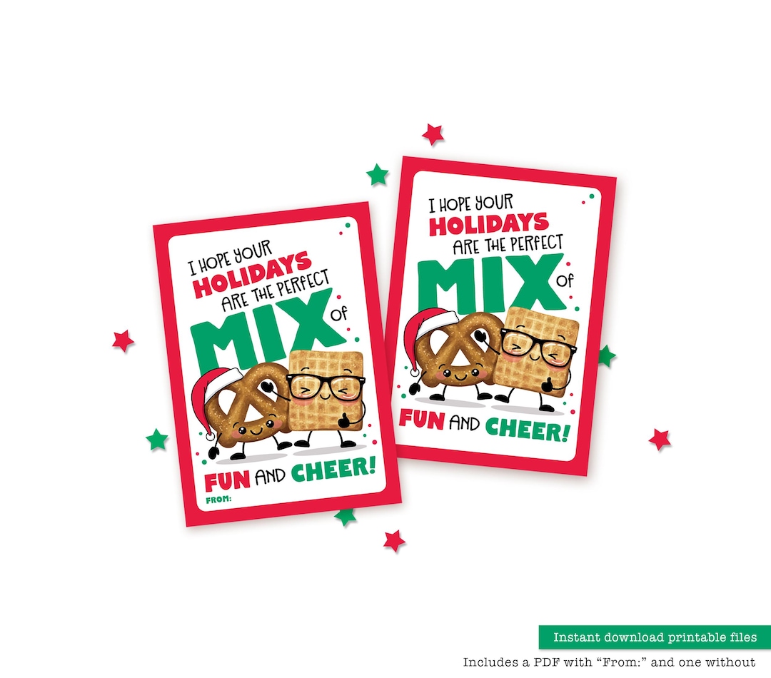 Printable Holiday Snack Mix Tags for Classroom Treat Bags, Secret Santa ...