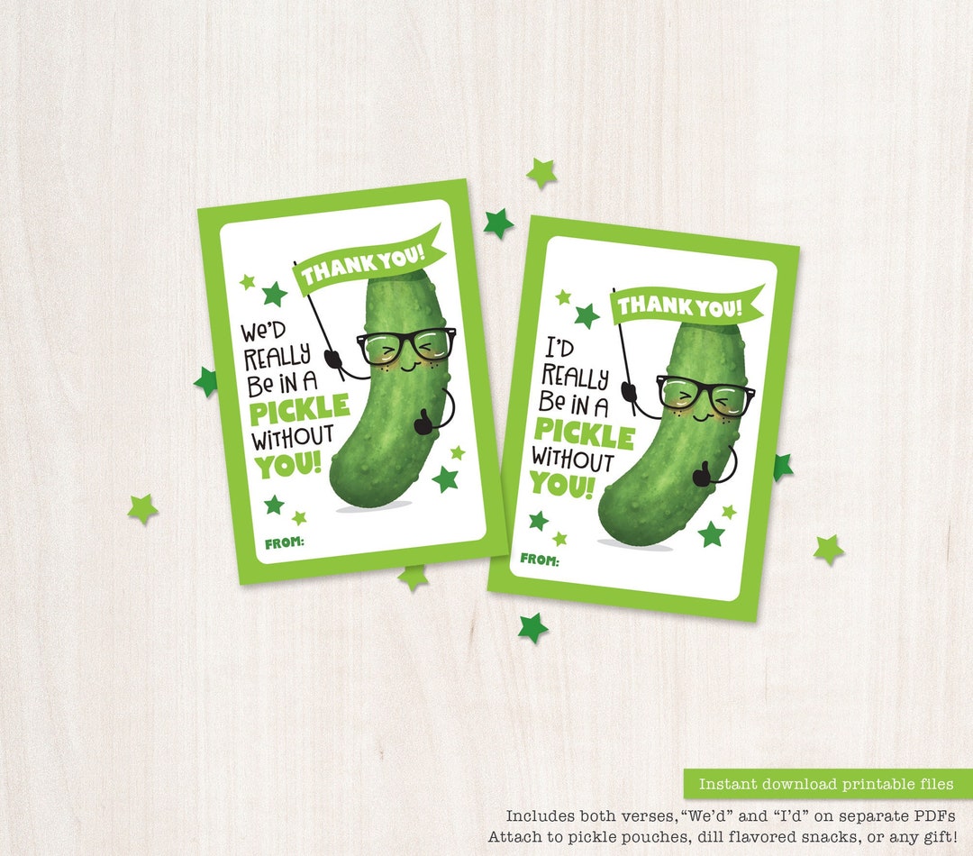 Printable Pickle Thank You Tags Teacher Appreciation Week Volunteer ...