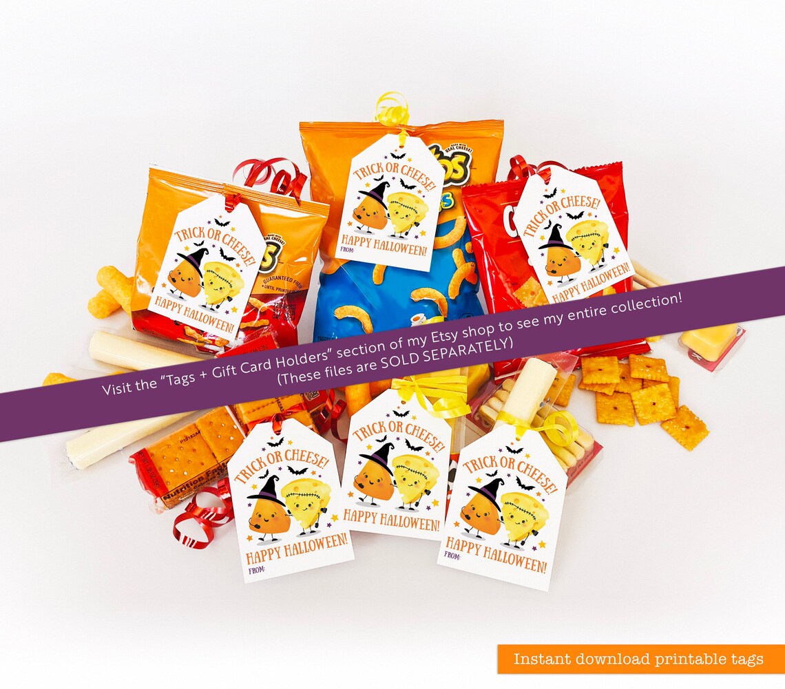 Printable Halloween Class Favors Treat Bag Toppers Cheese Halloween ...