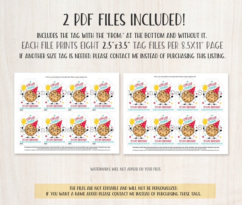 Printable Birthday Treat Tag Classroom Treat Bag Tag Chocolate - Etsy