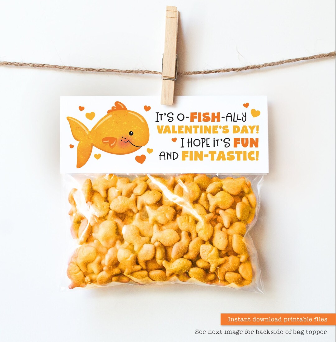 PRINTABLE Valentine Treat Bag Topper for Kids Cracker Fish Shaped ...