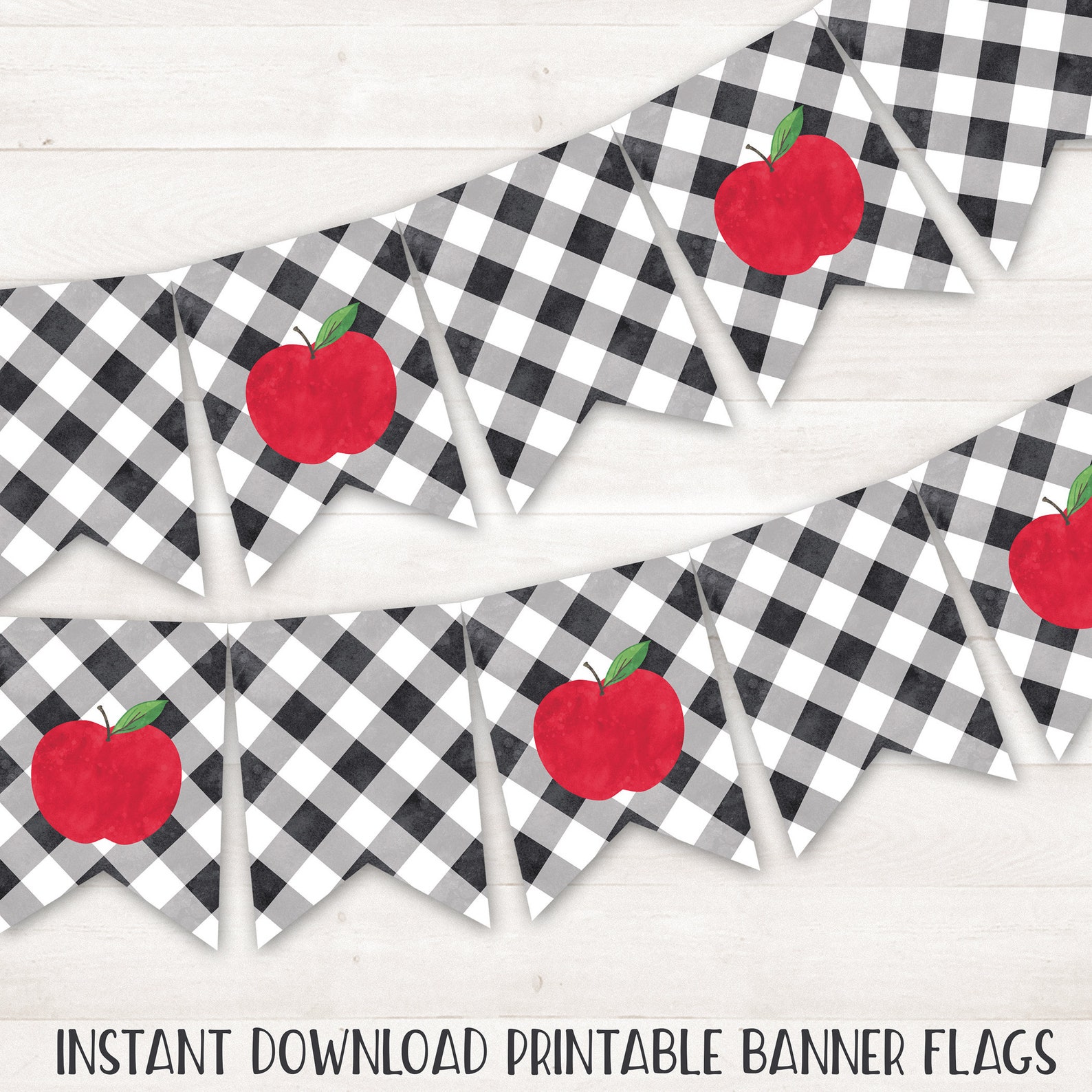 PRINTABLE Apple Banner Buffalo Plaid Banner Apple Decor - Etsy