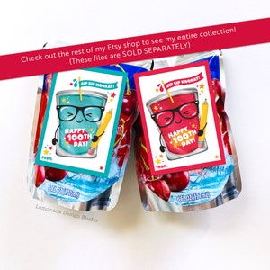 100 Days of School Printable Tag Classroom Snack Tag Chip Bag Tags Gift ...