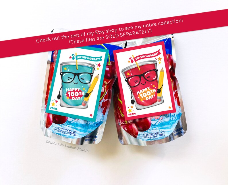 100 Days of School Printable Tag Classroom Snack Tag Chip Bag Tags Gift ...