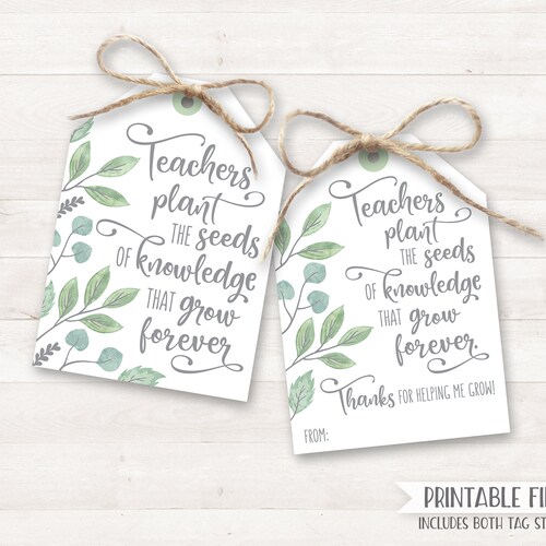 EDITABLE Teacher Appreciation Gift Tags Printable Teacher - Etsy