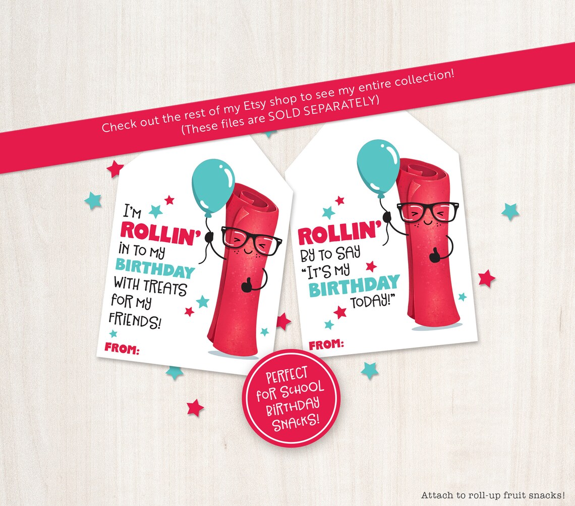 Printable First Day of School Fruit Rolls Fruit Tag Back to School ...