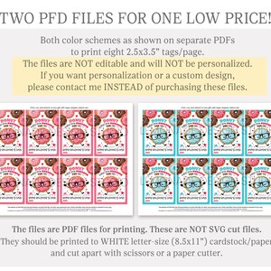 Kids Valentines Day Cards Donut Printable Valentine Treat Tags Kid ...
