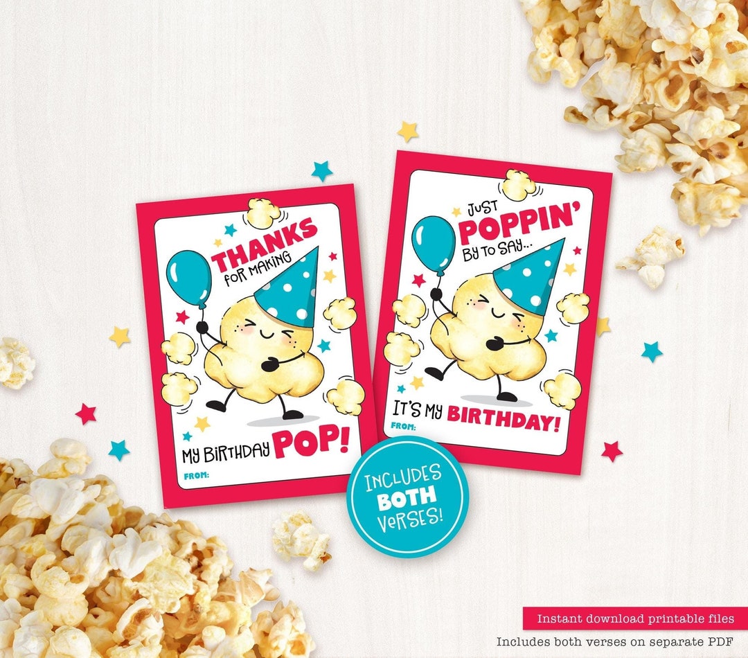 Printable Birthday Treat Tag Classroom Popcorn Snack Tag School Party ...