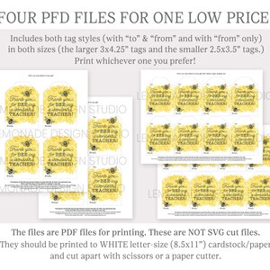 Teacher Appreciation Gift Tag Thank You for Beeing Teacher Printable ...