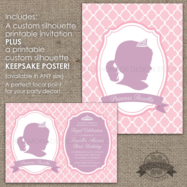 Princess Invitation PLUS Poster Princess Birthday Party - Etsy