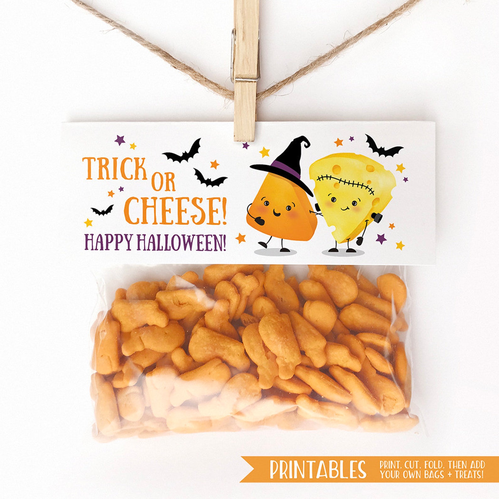 Printable Halloween Class Favors Treat Bag Toppers Cheese - Etsy