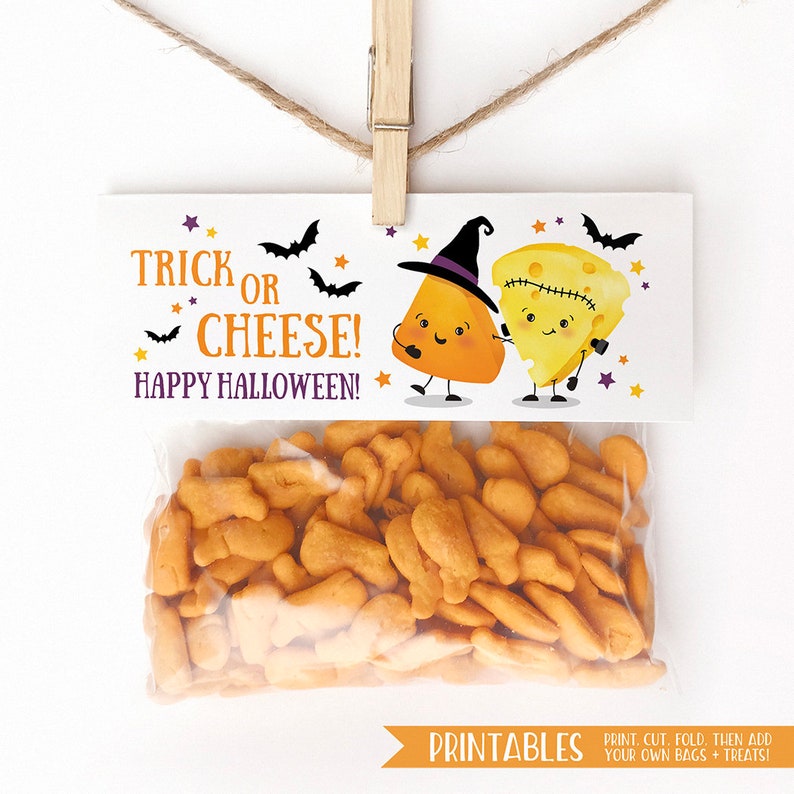 Printable Halloween Class Favors Treat Bag Toppers Cheese - Etsy