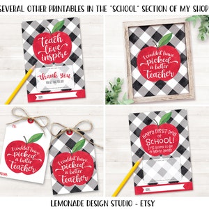 Back to School Teacher Gift Tags, School Printable Teacher Gift Coffee ...