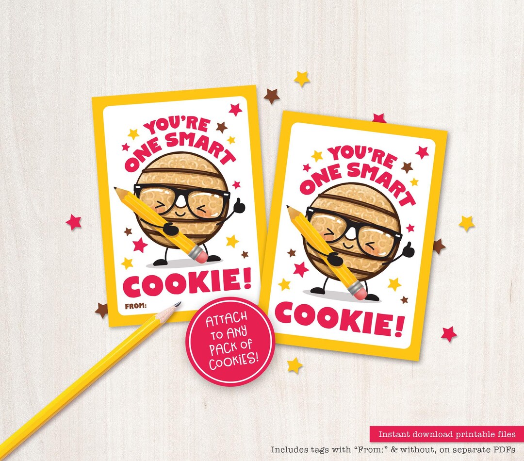 Printable You're One Smart Cookie Classroom Treat Tag Gift Tag Testing ...