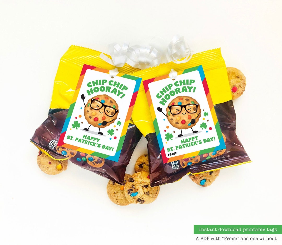St Patrick's Day Printable Treat Tags for Rainbow Chip Cookies Chip ...