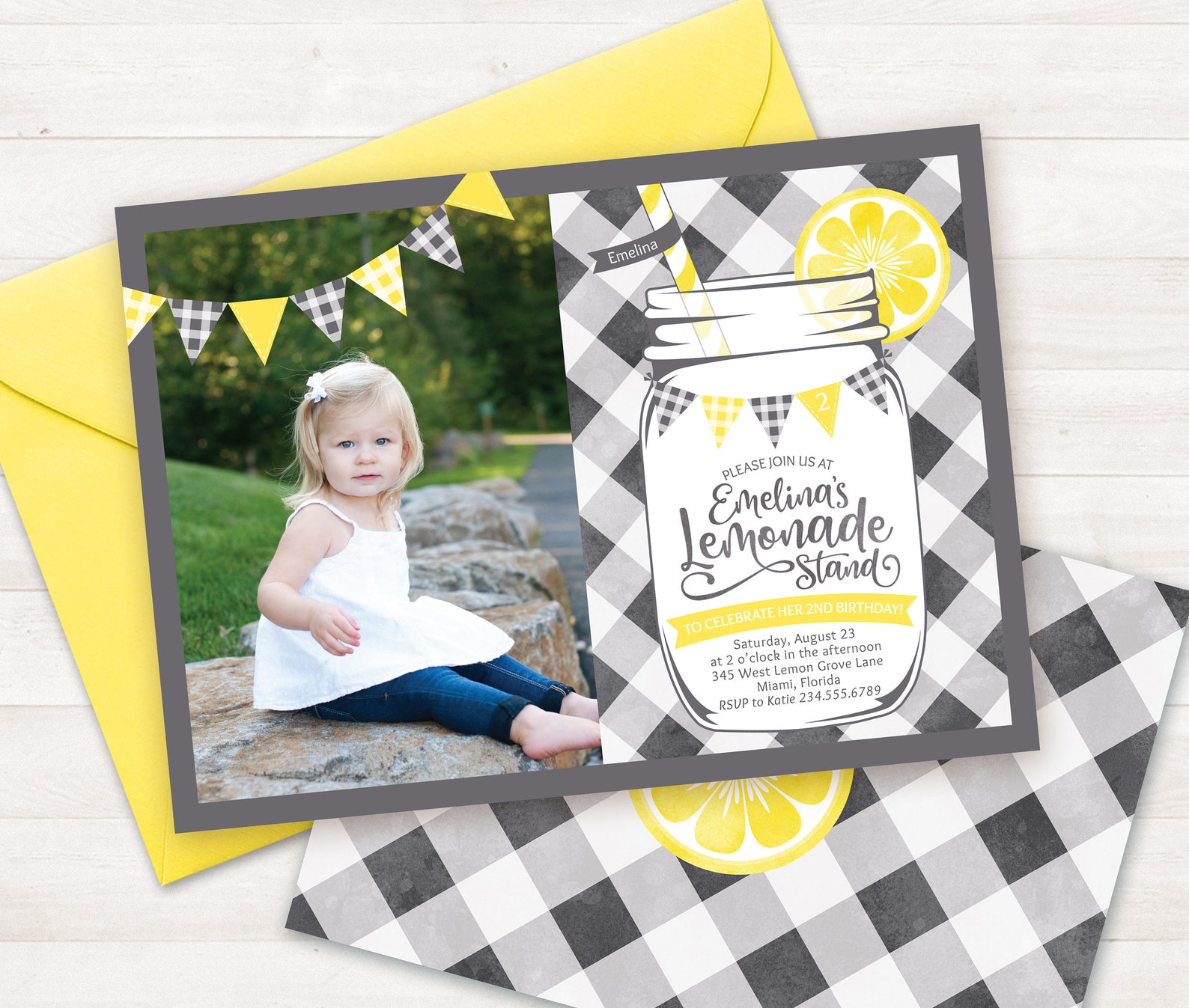Lemonade Birthday Invitation Kids Birthday Lemonade Invite - Etsy