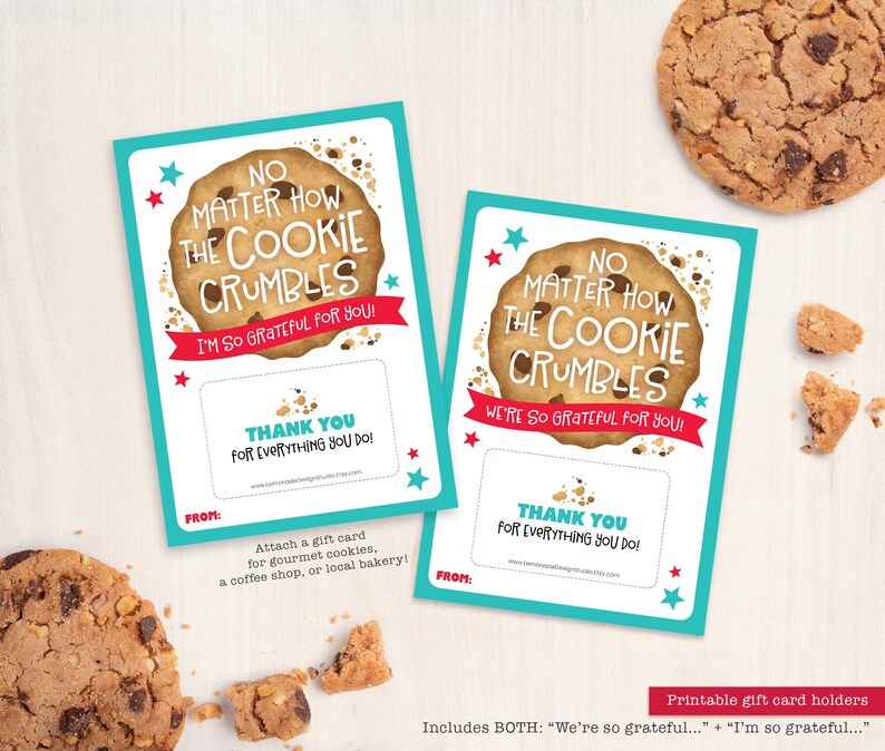 PRINTABLE Cookie Gift Card Holder Cookie Crumble Teacher Gift - Etsy