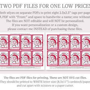 Printable Peppermint Christmas Treat Tags Hot Cocoa Candy Canes School ...