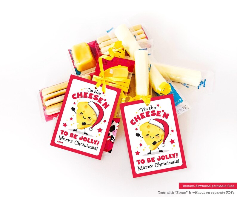 Printable Christmas Cheese Snack Tag Classroom Non-candy Treat School ...
