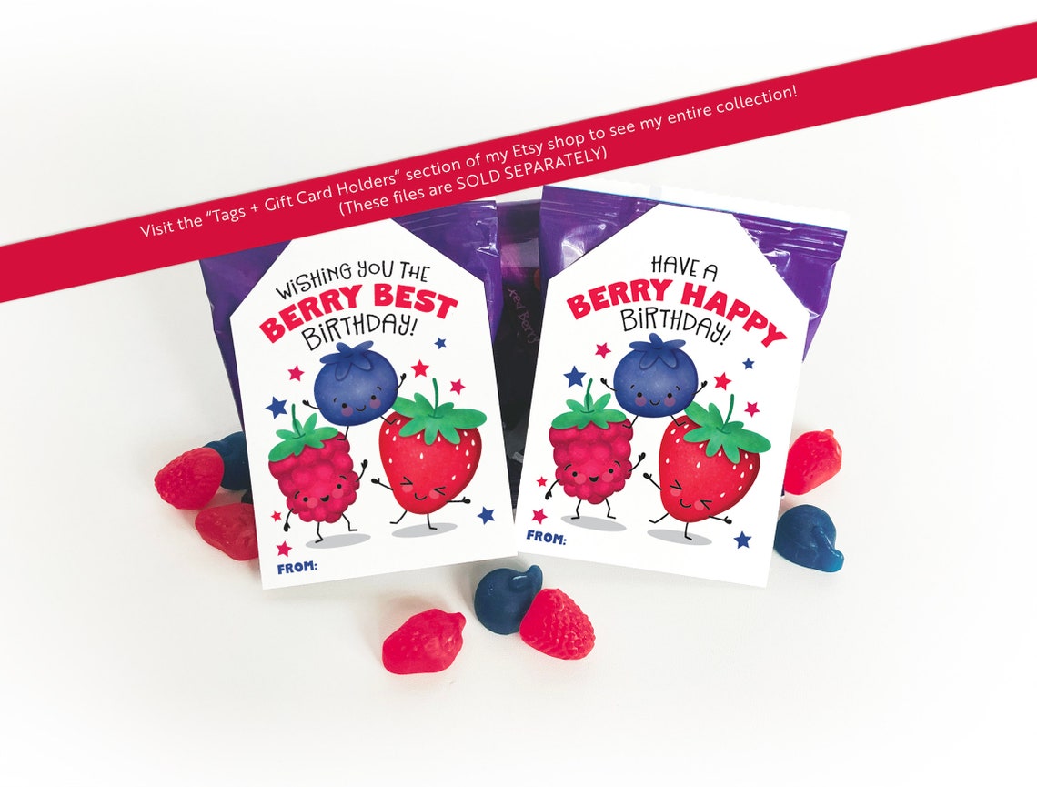 Printable First Day of School Classroom Treat Tag Berry Fruit Snacks ...