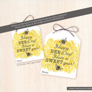 Thank You for Beeing so Sweet Gift Tag Printable Tags Favor Tags Bee ...