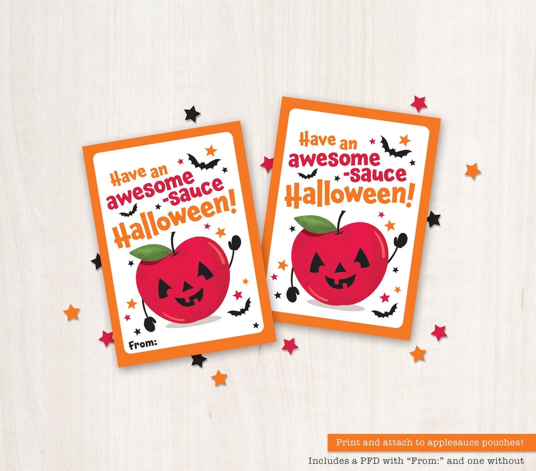 Applesauce Halloween Tag Printable Trick or Treat Tags for Squeeze ...