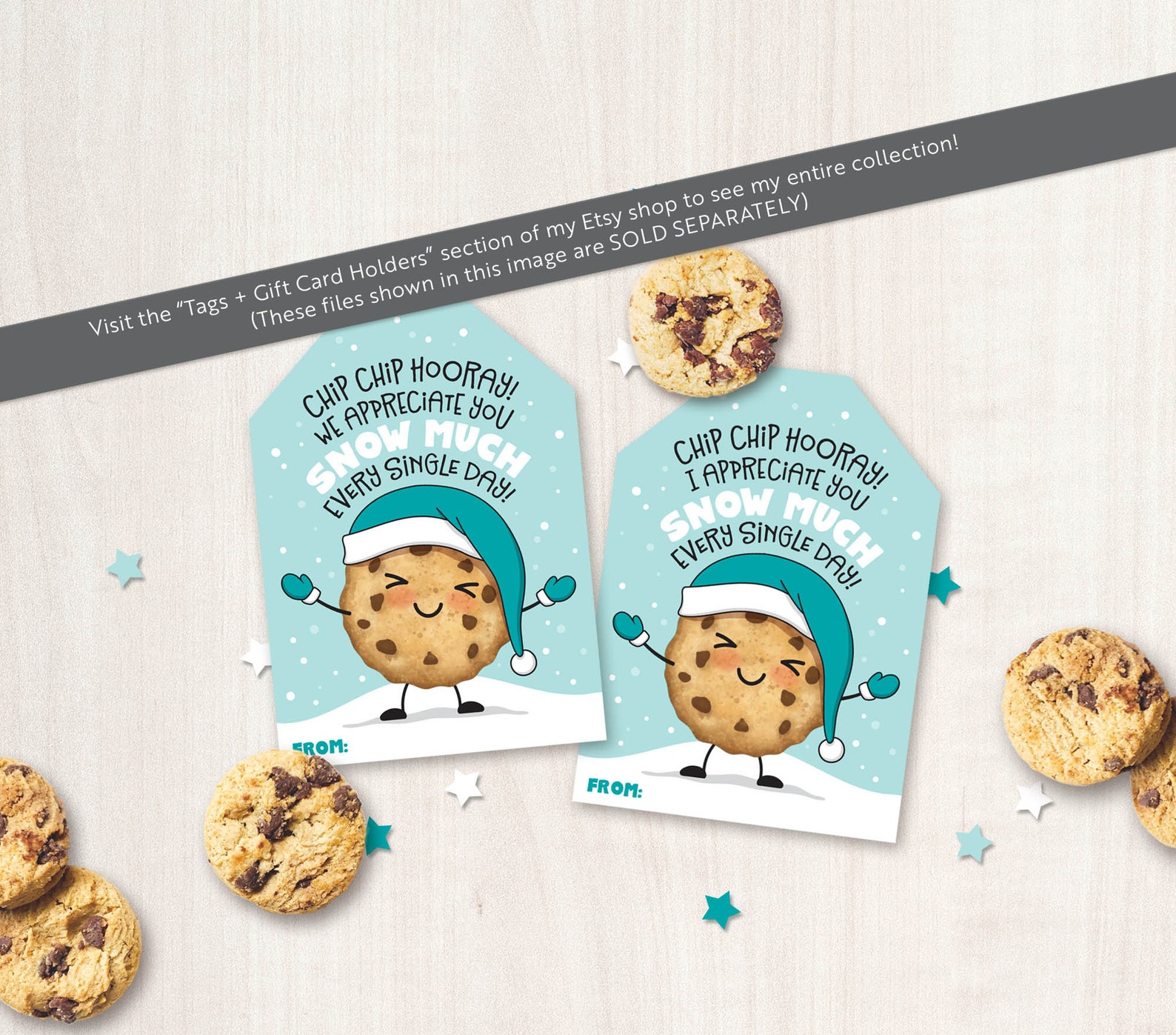 Printable Christmas Cookie Tags Classroom Treat Bag Holiday - Etsy