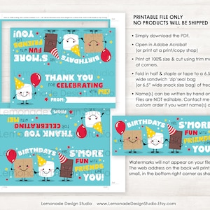 PRINTABLE Birthday Smores Tags, S'mores Treat Tags Birthday Party ...