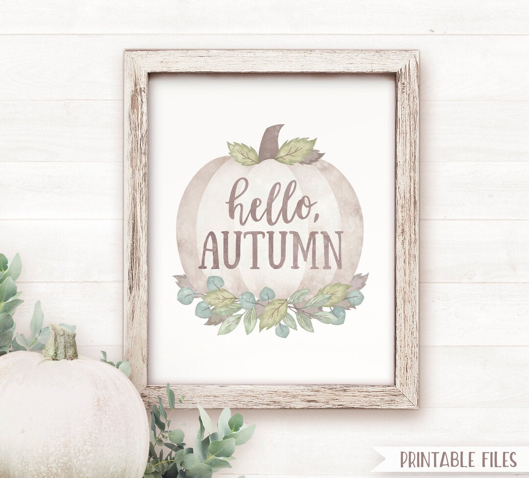 Hello Autumn Sign PRINTABLE Farmhouse Fall Decor Pumpkin - Etsy