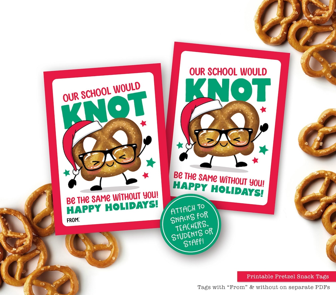 Holiday Pretzel Printable Snack Tags for Classroom Treat Bags Secret ...