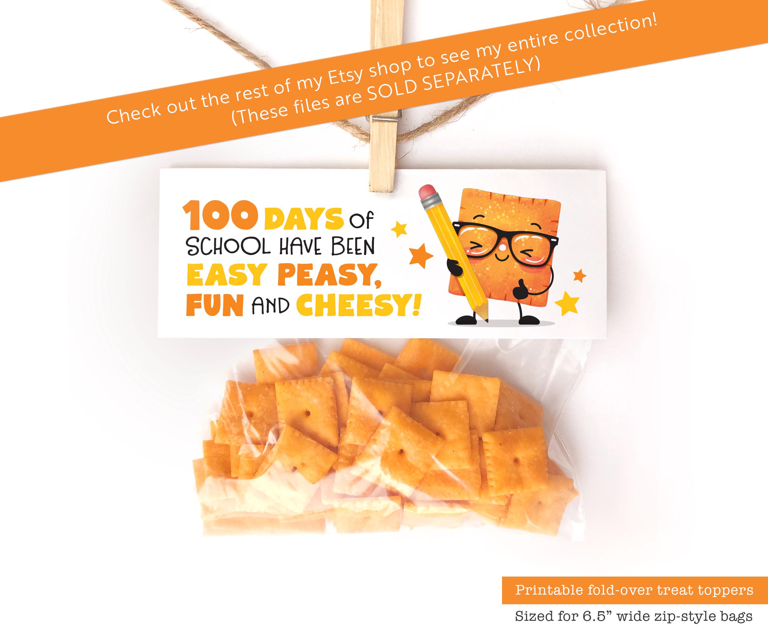 Printable 100th Day of School Tags for Students Snack Back Topper ...