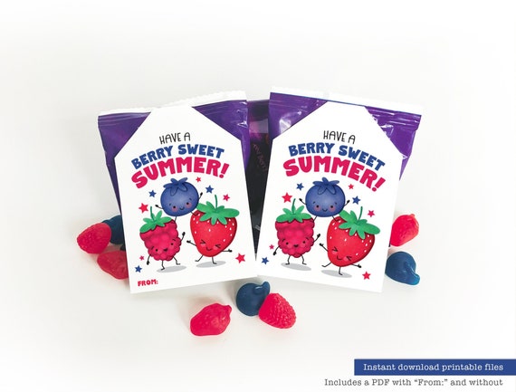 Printable Berry Sweet Summer Last Day of School Classroom Treat Tag ...