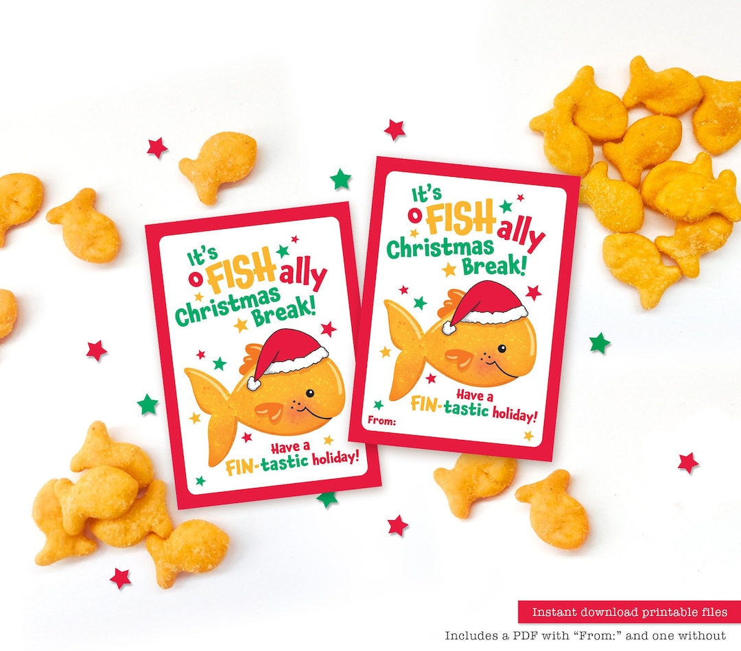 Printable Christmas Snack Tag Goldfish Crackers Classroom Non-candy ...
