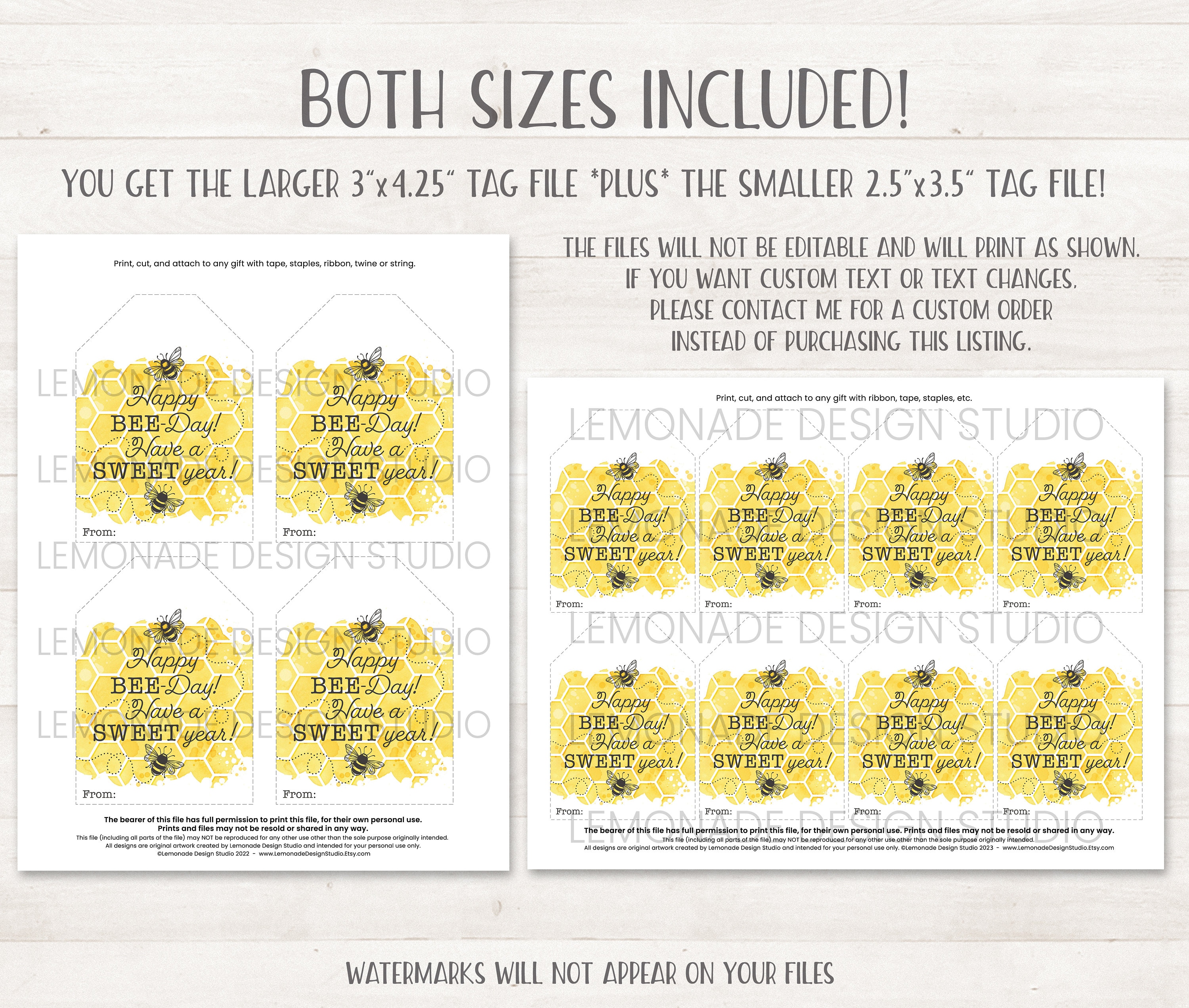 Happy BEE Day Gift Tag Printable Honey Happy Birthday Gift Tags ...