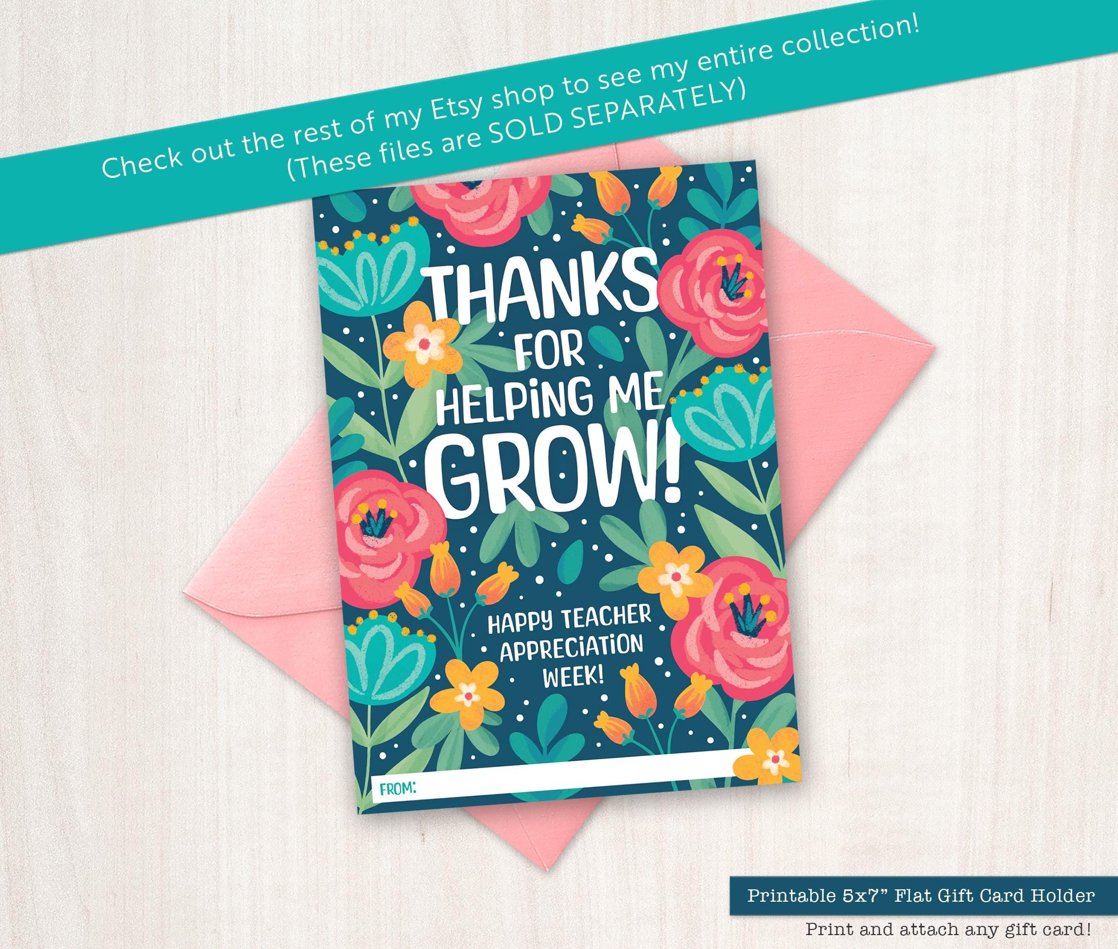 Thanks for Helping Me Grow Teacher Appreciation Week Gift Tag End of ...
