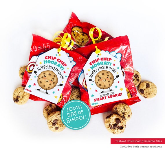 Printable 100th Day of School Tags for Students Snack Tag Classroom ...