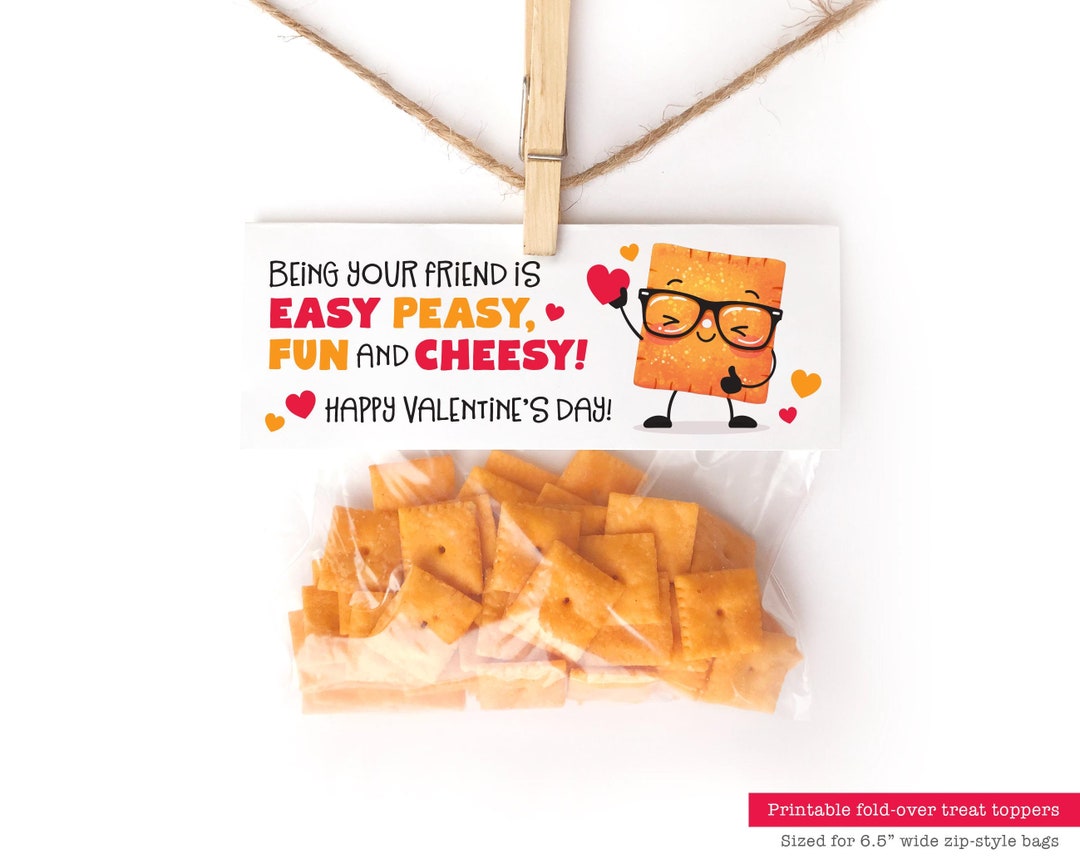 PRINTABLE Valentine Treat Bag Topper for Kids Cheese Crackers Snack Tag ...