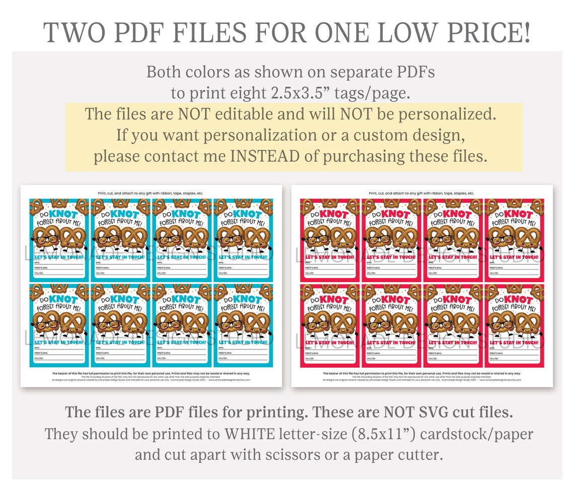 Playdate Card Last Day of School Printable Pretzel Do KNOT Forget ...