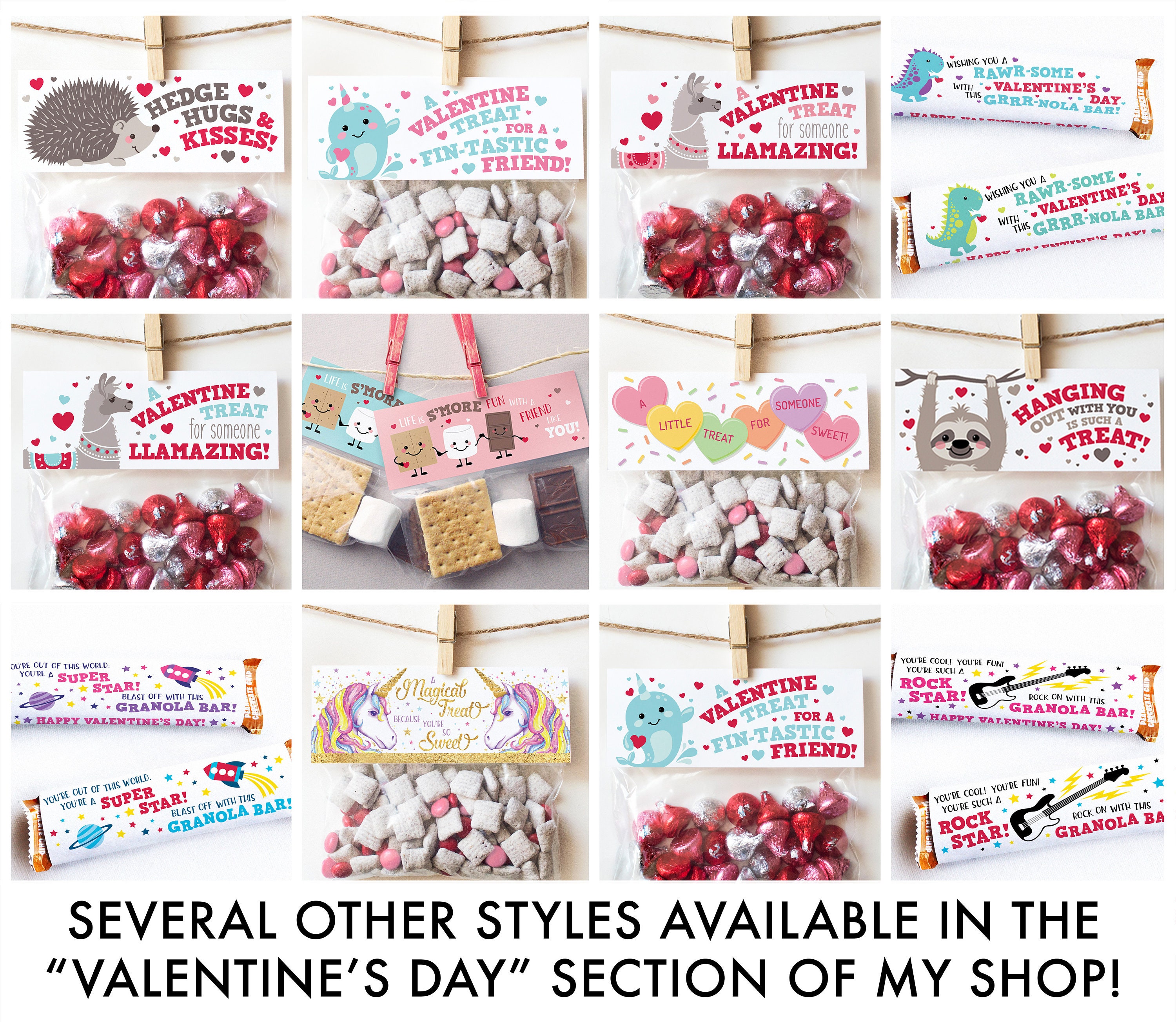 PRINTABLE Valentines for Kids Printable Valentine Treat Bag | Etsy