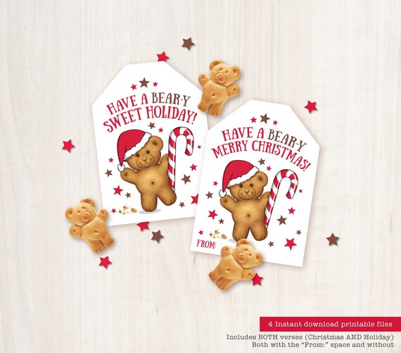 Printable Christmas Tags Teddy Bear Grahams Tags Classroom Holiday ...