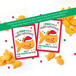 Printable Christmas Snack Tag Goldfish Crackers Classroom Non-candy ...