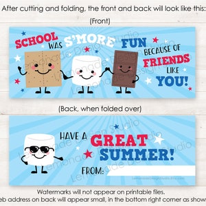PRINTABLE End Year Gift Tags, Smores Tags, S'mores Favor Tags, Summer ...