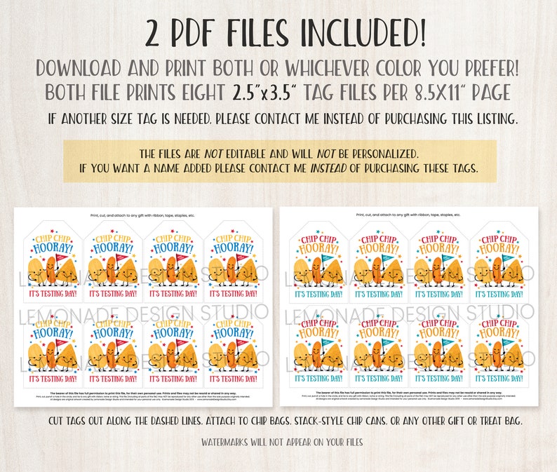 Printable Snack Tag Classroom Treat Tag Good Luck Gift Chip Bag Tag ...