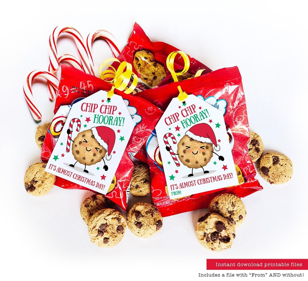 Printable Christmas Cookie Tag Classroom Treat Bag Chocolate Chip ...