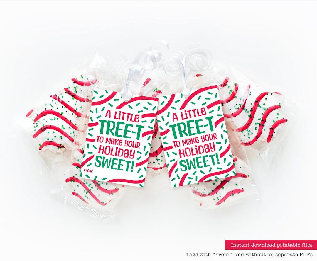 Christmas Tree Cake Printable Treat Tag Classroom Holiday Snack Cake ...