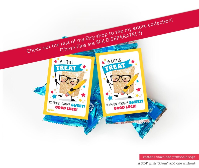 Printable Testing Day Snack Tag Classroom Treat Tag Crispy Rice Treats ...