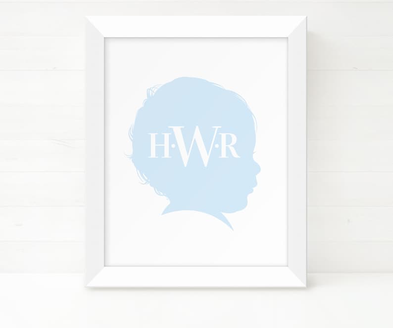 CUSTOM Portrait Silhouette Printable Monogram Silhouette - Etsy