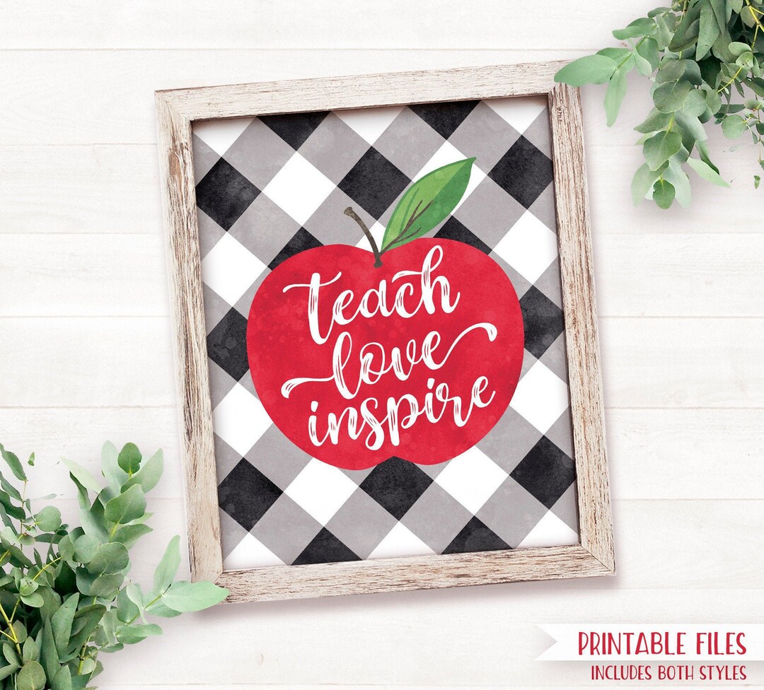 Printable Back to School Teacher Gifts, Teach Love Inspire Digital ...