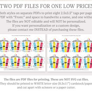 Stay Cool Last Day of School Printable Tag Classroom Treat Tag Cool ...